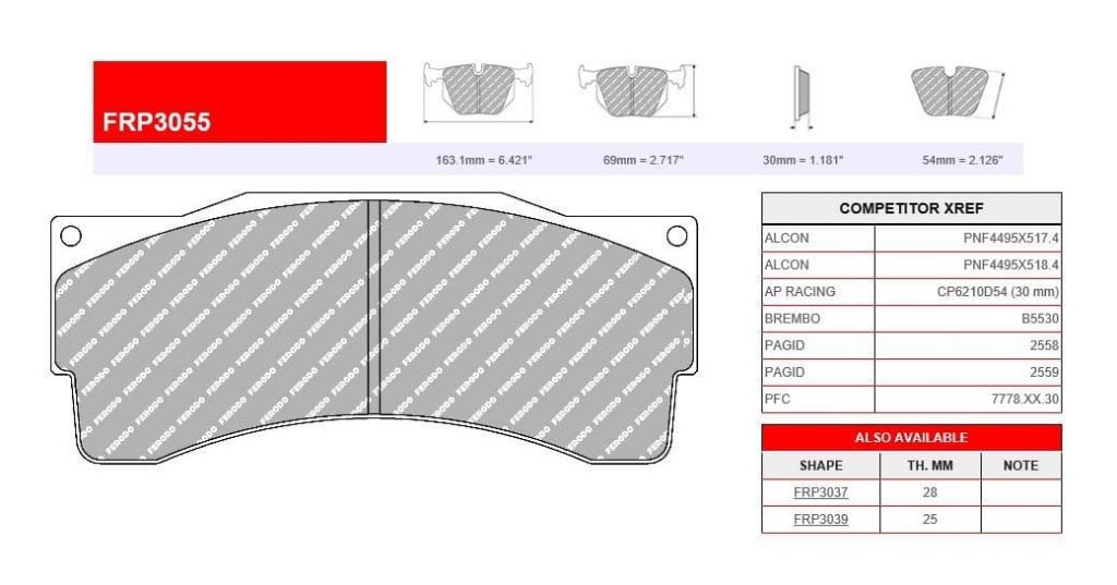 FERODO FRP3055 Brake Pad Set of 4 for ALCON Use