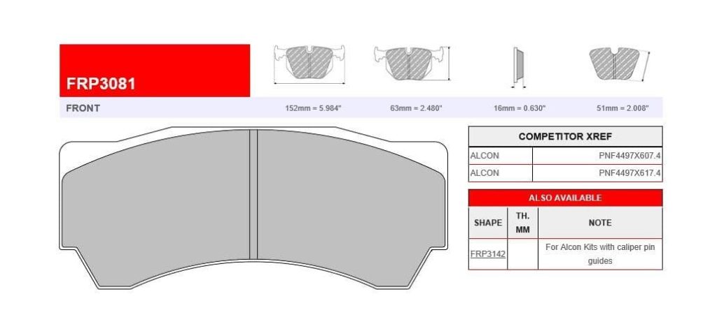FERODO FRP3081 brake pad Alcon PNF4497x607, Monoblock 6